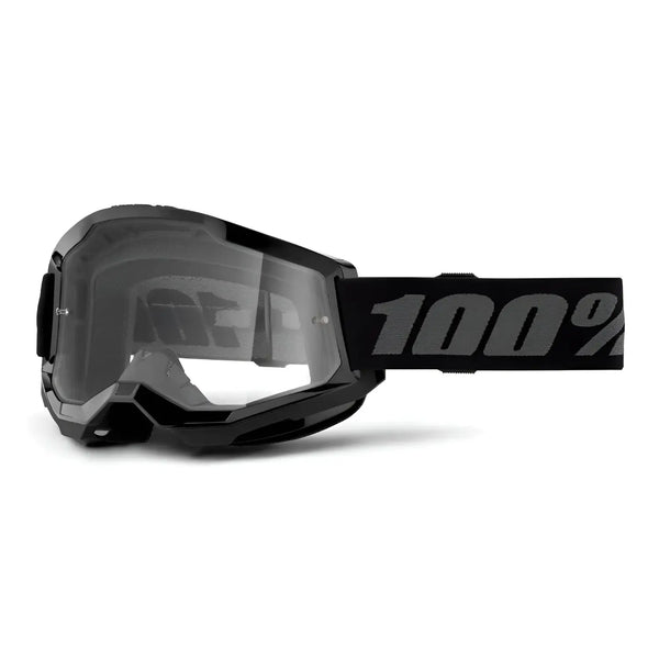 100% Strata 2 Junior Goggles Black Clear Lens | Youth MX Goggles ...