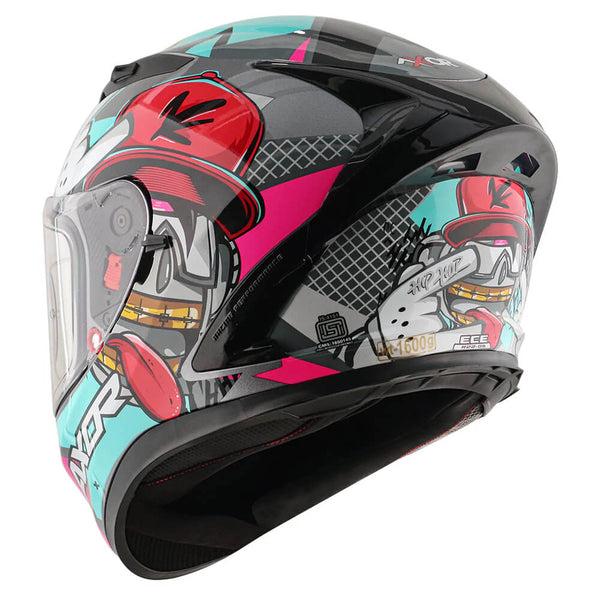 Axor Street Full Face Helmet Hip Hop Athena Grey / Mint | Laguna Direct