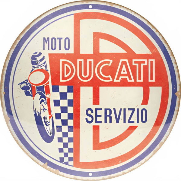 Ducati Moto Servizio Round Tin Sign | Laguna Direct
