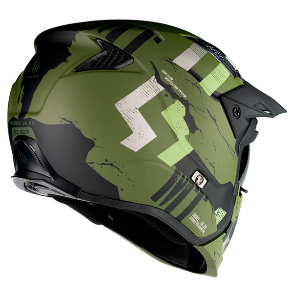 MT Streetfighter Skull A16 Modular Helmet Matte Green | Laguna Direct