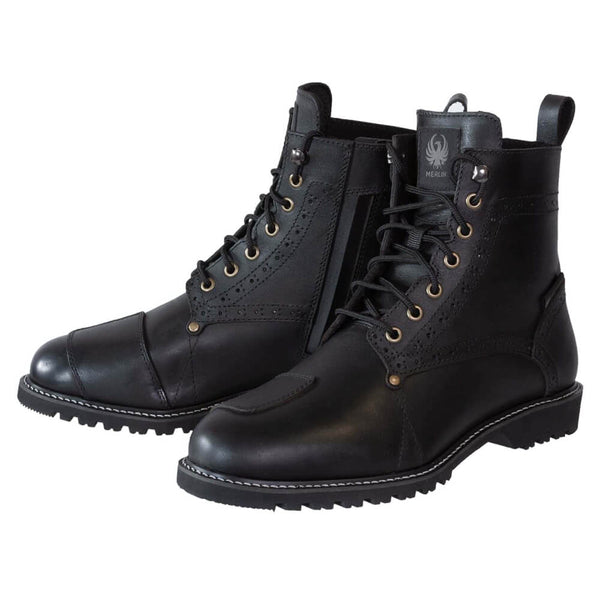 Merlin Derby Brogue D3O Waterproof Boots Black | Laguna Direct
