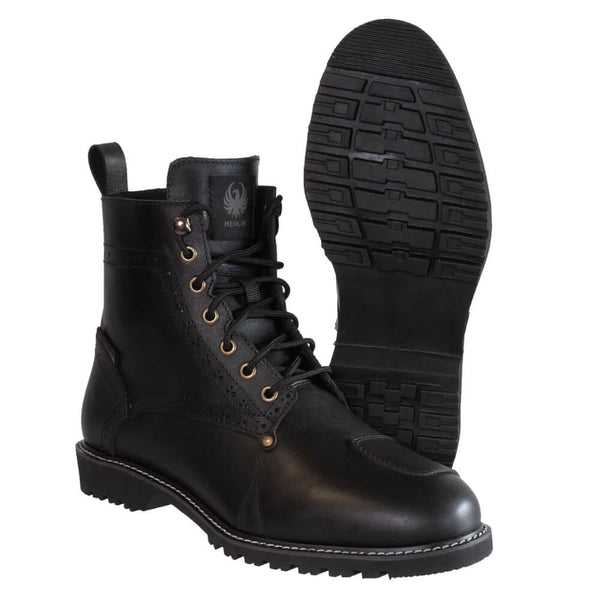 Merlin Derby Brogue D3O Waterproof Boots Black | Laguna Direct