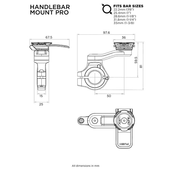 Quad Lock Motorcycle Handlebar Mount PRO Chrome | Laguna Direct